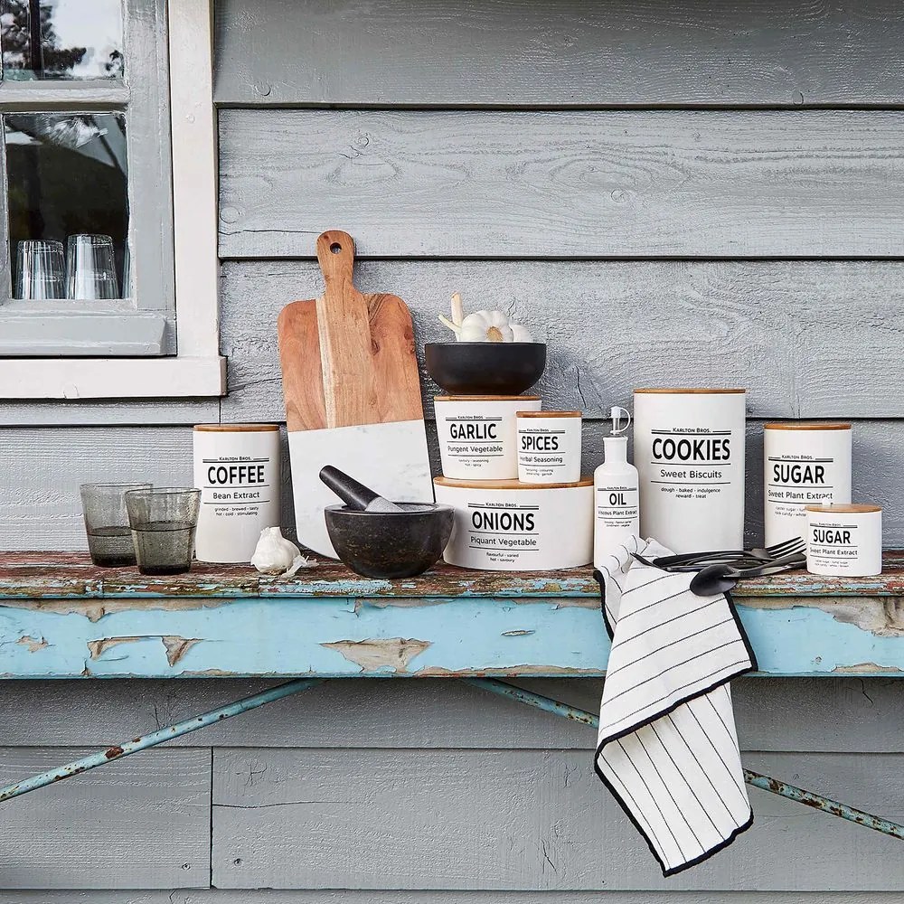 Butlers KARLTON BROS Dóza na česnek 14 cm - bílá