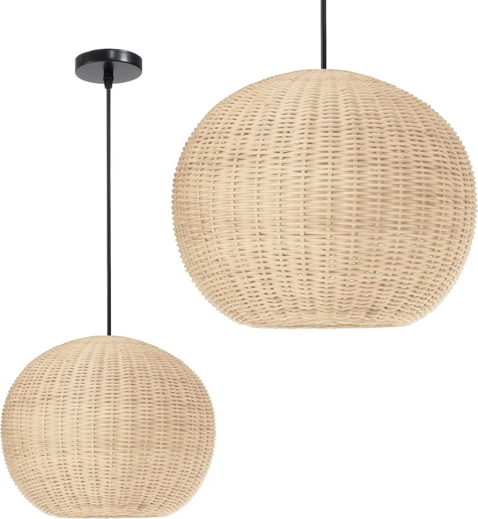 Toolight - Stropní svítidlo z přírodního bambusu Boho E27 60W APP882-1CP, hnědá, OSW-05242