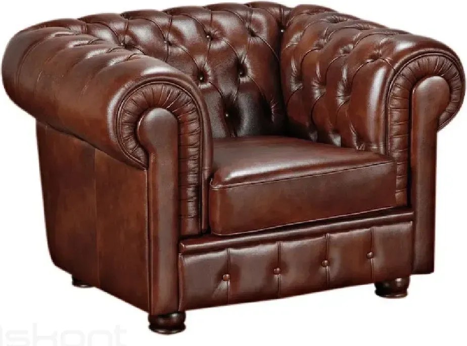 ASKONT Chesterfield Windsor Kožené křeslo 1M Puncované / bez puncování