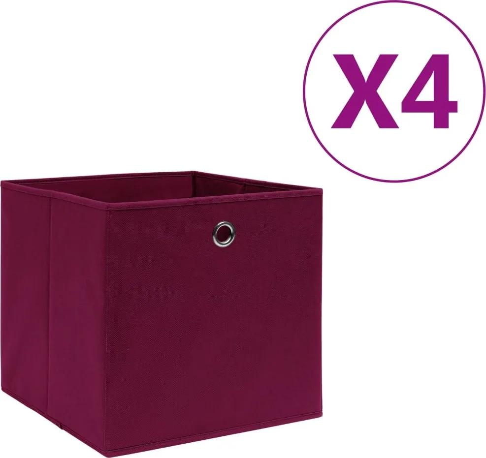 vidaXL Úložné boxy 4 ks netkaná textilie 28 x 28 x 28 cm [325188] Barva: červená s víky