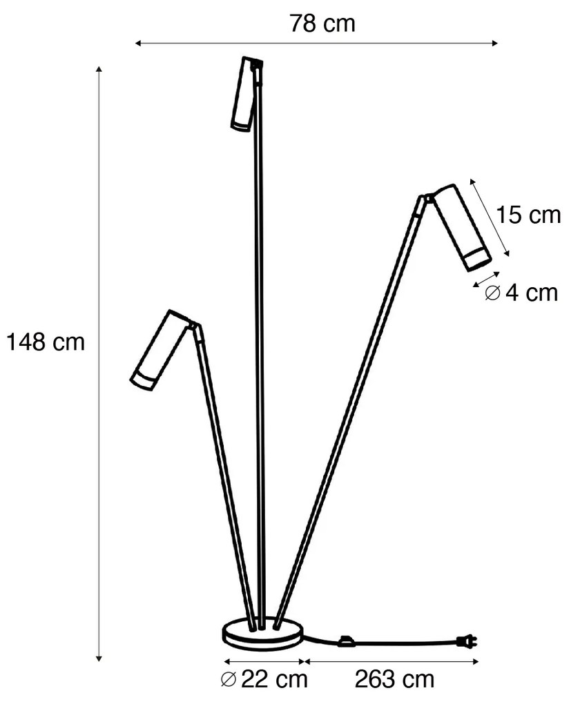 Moderní stojací lampa béžová 3-světla GU10 35mm - Thomas