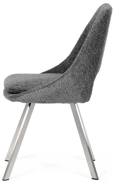 Autronic Elegantní šedá jídelní židle RINA s broušenými kovovými nohami (vzorek z prodejny)