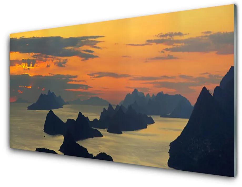 akrylový obraz Moře Skály Hory Krajina 125x50 cm