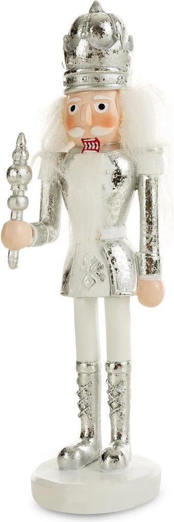 VÁNOČNÍ DEKORAČNÍ FIGURKA NUTCRACKER 20 CM STŘÍBRNÁ