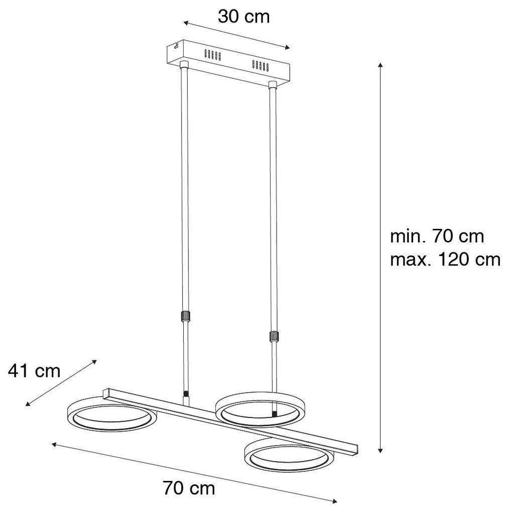 Moderní závěsné svítidlo černé vč. LED 3-stupňové stmívatelné 3-světlo - Vivé