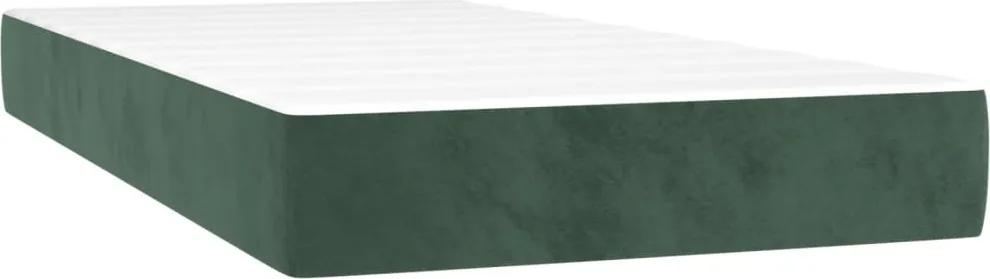 vidaXL Box spring postel s matrací 100x200 cm samet [3141290] Barva: Tmavě zelená