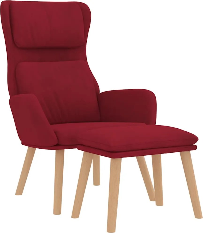 Relaxační křeslo se stoličkou vínové samet 3097825