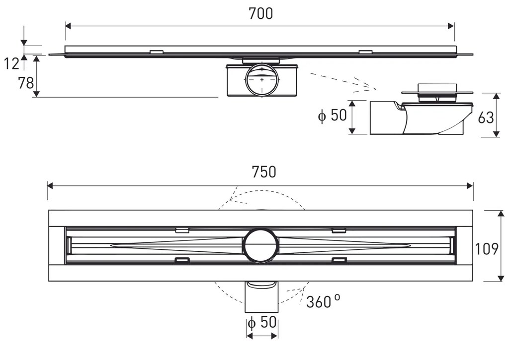 Aplomo Axus KW odtokový žlab Délka žlabu: 70cm