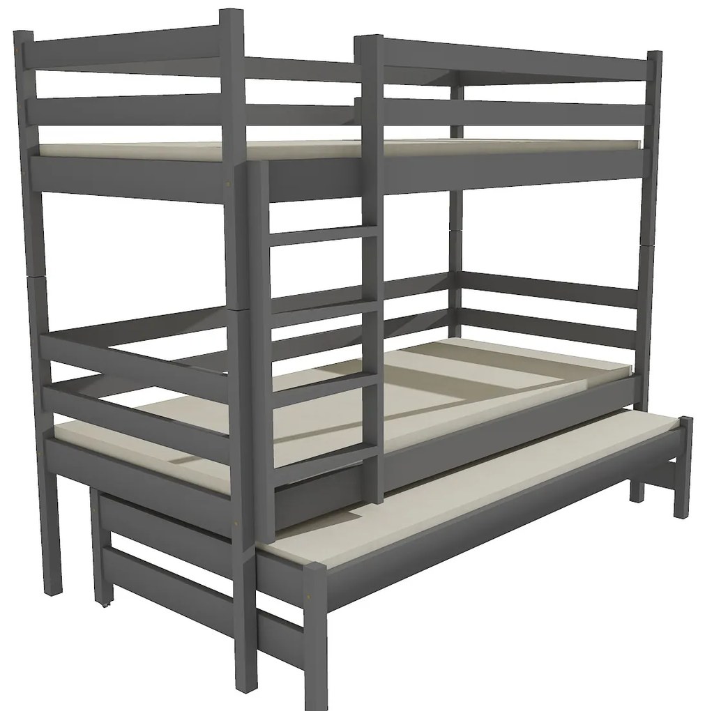 Patrová postel s výsuvnou přistýlkou PPV 015 90 x 200 cm - šedá