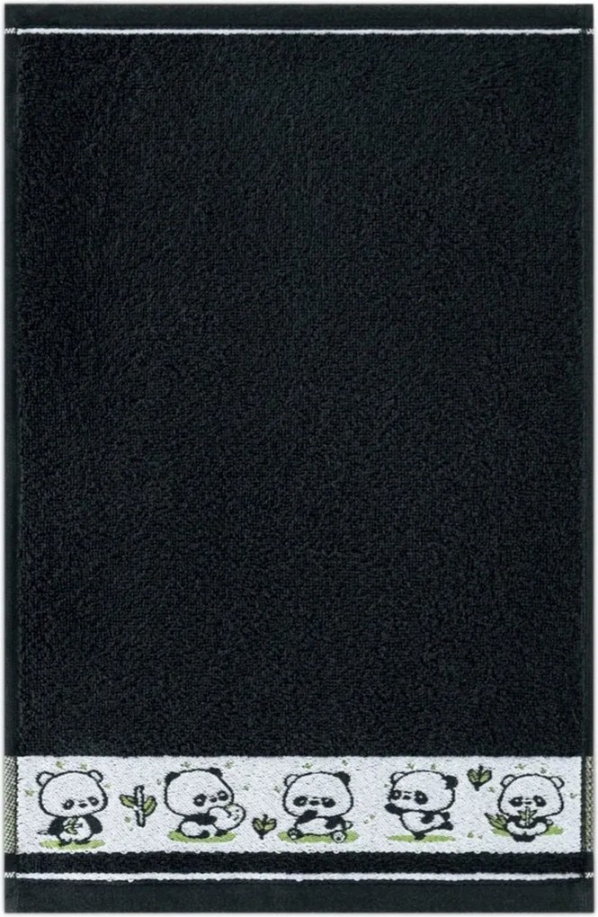 Bavlněný ručník Pandy - černá Velikost: ručníček 30 x 50