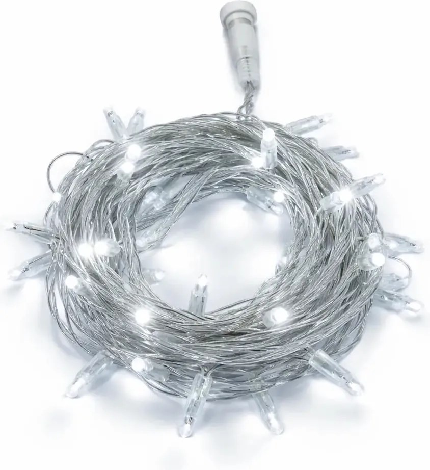 LED tekoucí světlo, 4 m, ledově bílá, 64 diod, čirý kabel, IP44, 24V