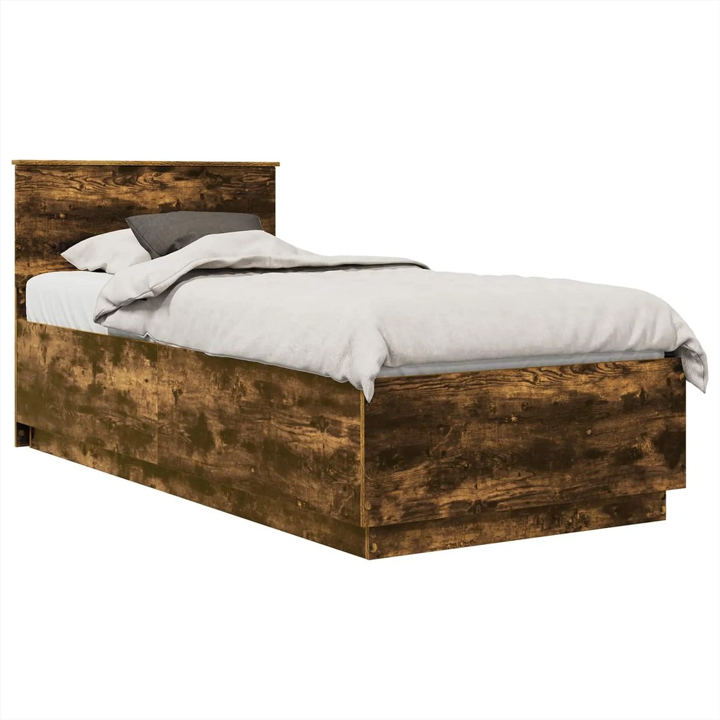 Rám postele s čelo Kouřový dub 70 x 190 cm Kompozitní dřevo 3408219