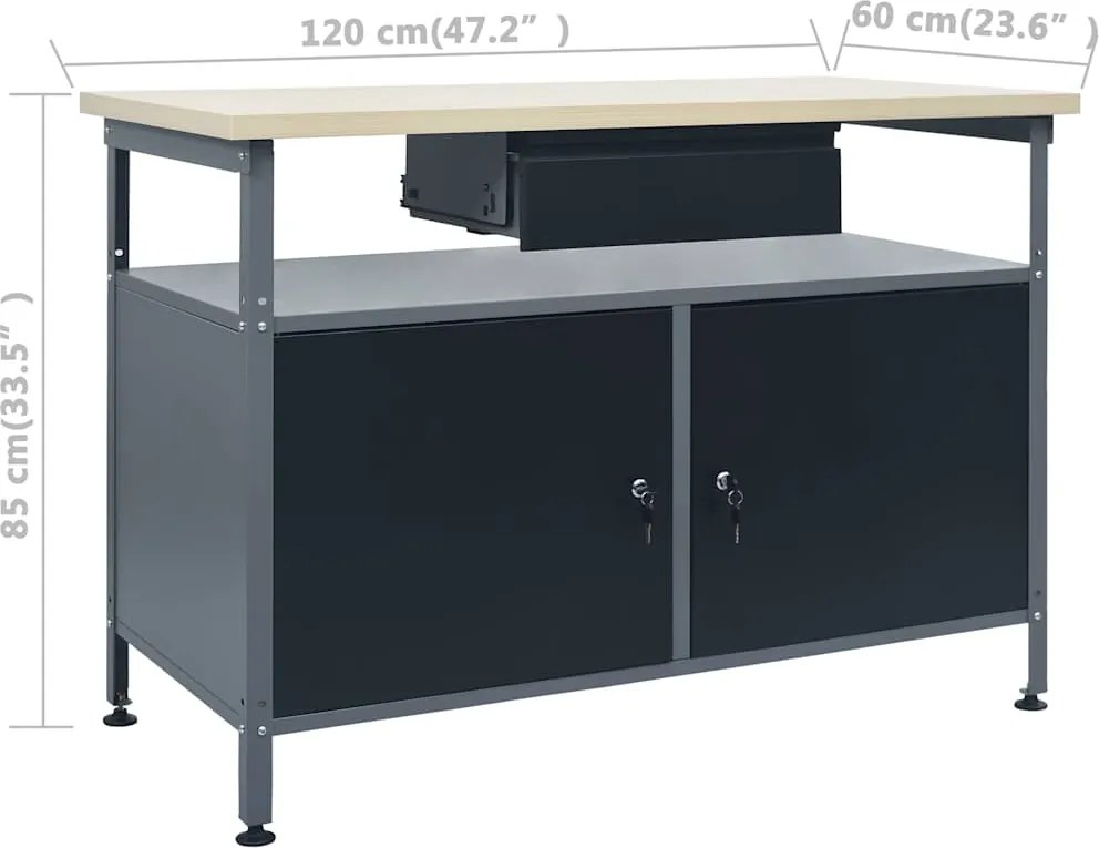 Pracovní stůl se třemi nástěnnými panely 3053427
