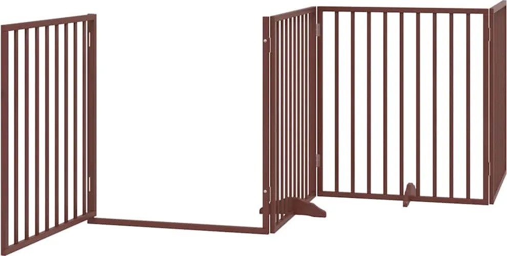 Zábrana pro psy s dvířky skládací 8 panelů hnědá 640 cm topol 3155582