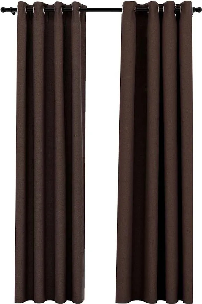 Zatemňovací závěsy s kroužky vzhled lnu 2 ks taupe 140 x 225 cm 321201
