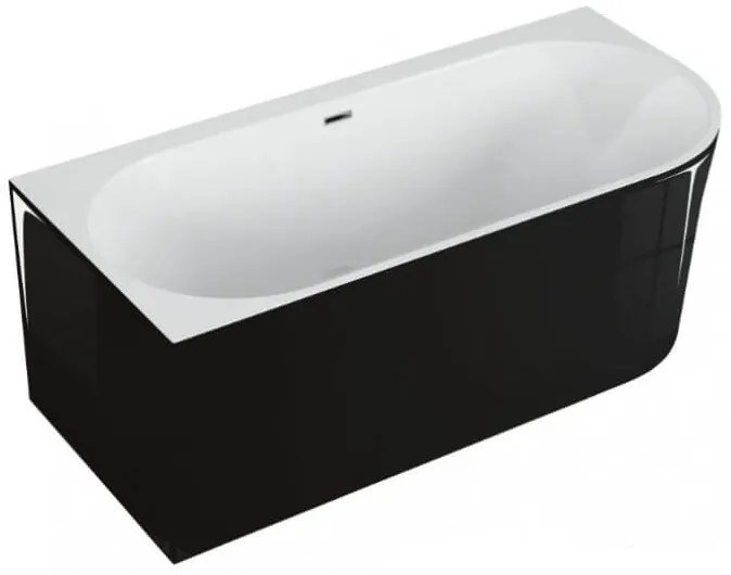 Polimat Sola 160x75 volně stojící akrylátová vana, černý lesk Délka vany: 160cm, Orientace: Pravá