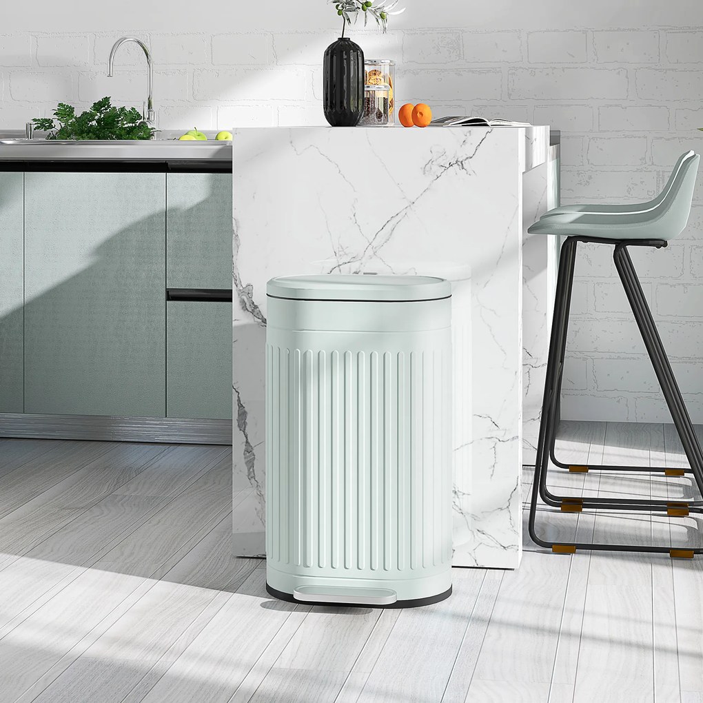 HOMCOM Koš na odpadky 30 l pedálový koš s víkem nožní pedál vyjímatelný vnitřní koš s funkcí soft-close 36,5 x 31,2 x 60,8 cm, zelený