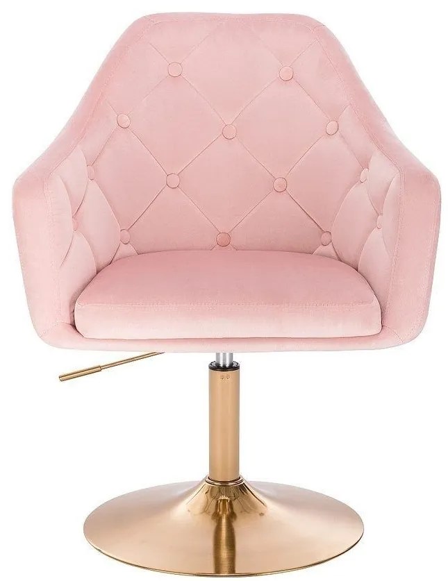LuxuryForm DESIGN Otočné křeslo ANDORA VELUR na zlatém talíři - světle růžové