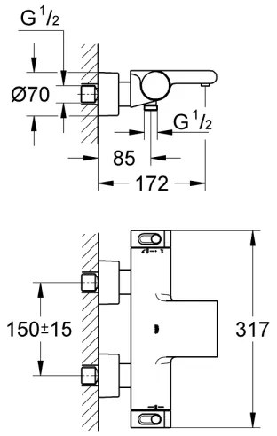 GROHE 34174001 - Termostatická vanová baterie GROHTHERM 2000 172 mm lesklý chrom