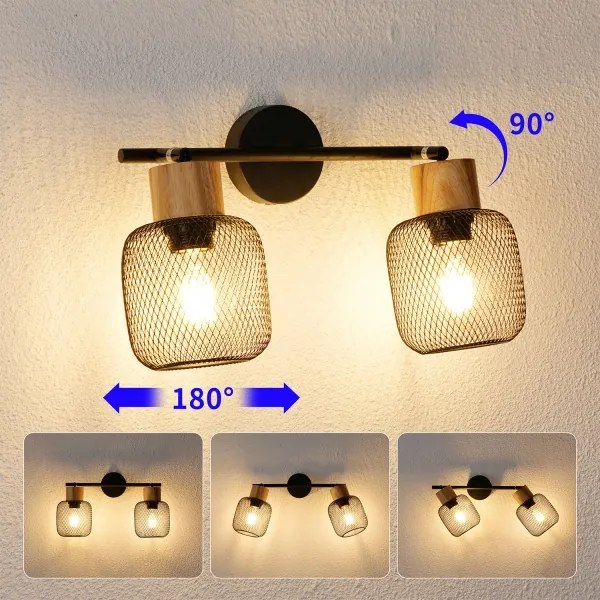 Brilagi - Bodové svítidlo BASKLITE 2xE27/15W/230V dřevo/černá