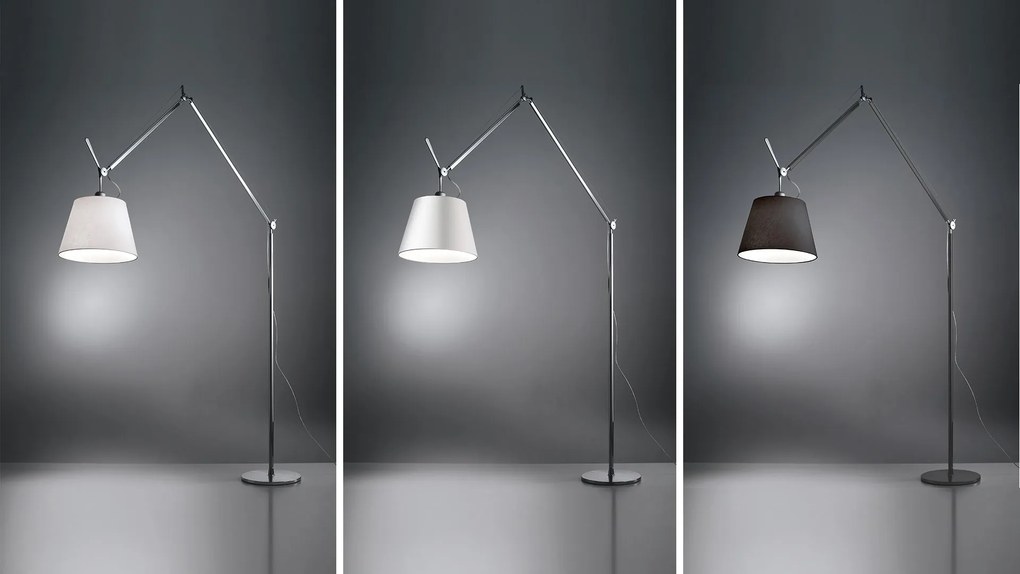 Artemide Tolomeo Mega Terra 42, designová stojací lampa se stmívačem pro 1x150W E27, saténové stínítko, max 334cm