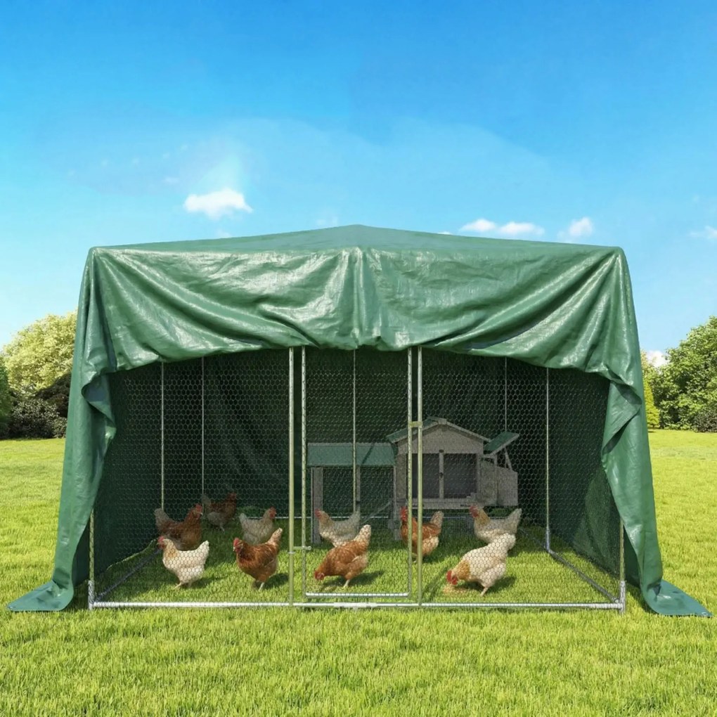Outsunny Nepromokavá plachta 4 x 6 m 90 g/m² Látková plachta odolná proti roztržení UV stabilní se zesílenými oky UV stabilní zelená