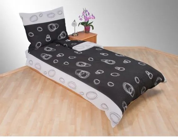 Brotex Povlečení francouzské krep 240x220, 70x90 Espiral černý, Výběr zapínání:, Varianta  zipový uzávěr 8594570079723