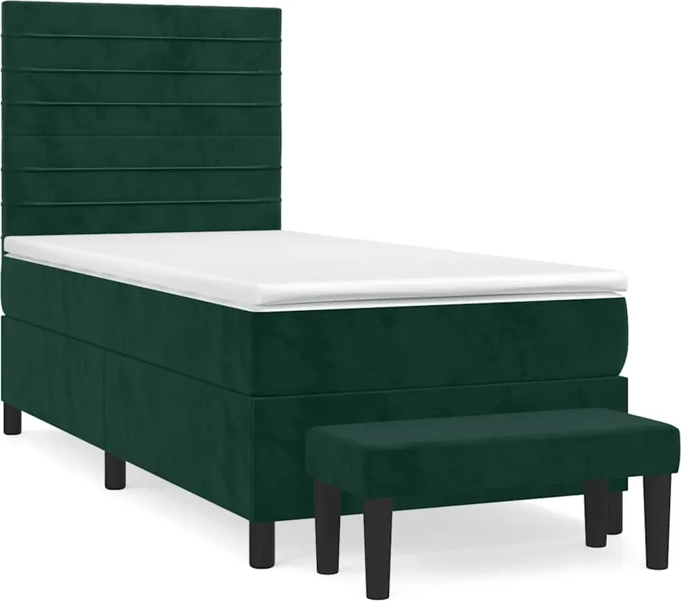 Box spring postel s matrací tmavě zelená 80 x 200 cm samet 3137872