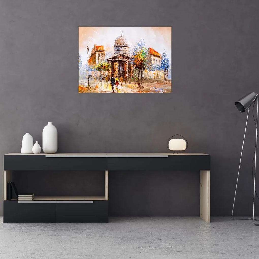 Skleněný obraz - Malovaná městká památka (70x50 cm)