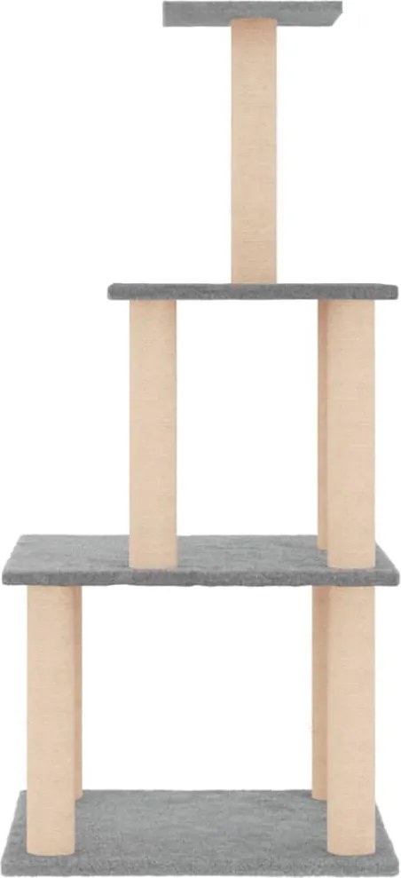 Škrabadlo pro kočky se sisalovými sloupky světle šedé 111 cm 171733