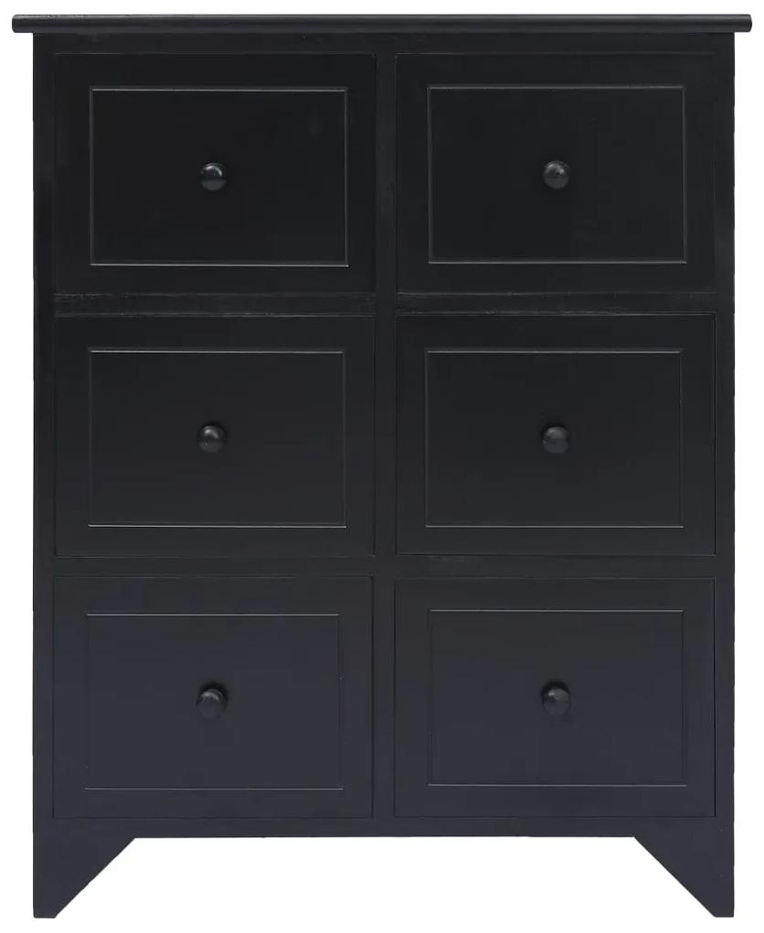 Odkládací skříňka 6 zásuvek černá 60x30x75 cm dřevo pavlovnie,  284098
