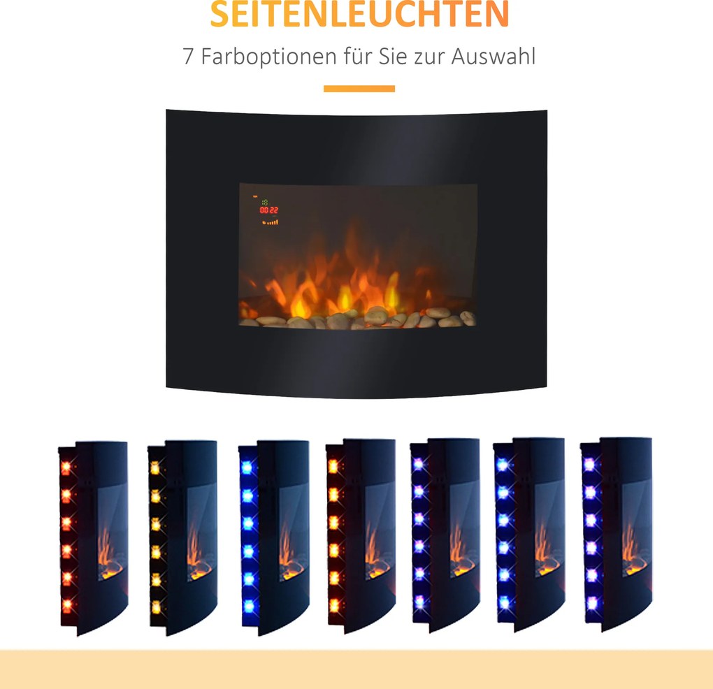 HOMCOM Elektrokamin Krb Krbová kamna Elektrický nástěnný krb 65 x 11,4 x 52 cm