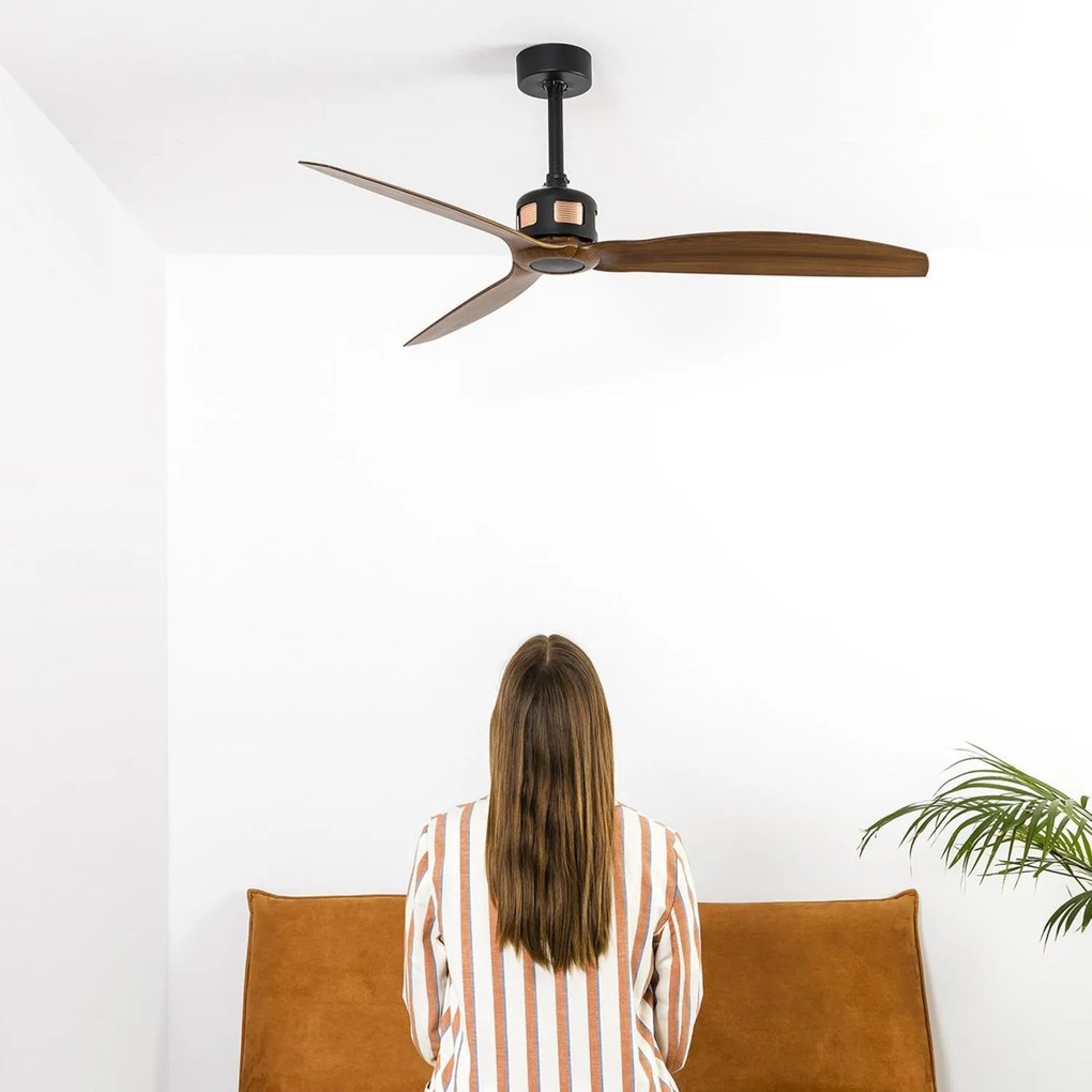 FARO 33451 COPPER FAN M, černá/dřevo, stropní ventilátor - FARO