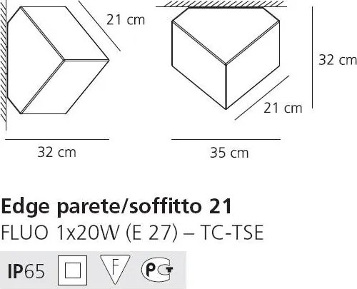 AR 1292010A Stropní / nástěnné svítidlo Edge 21 1x20W termoplast IP65 - ARTEMIDE