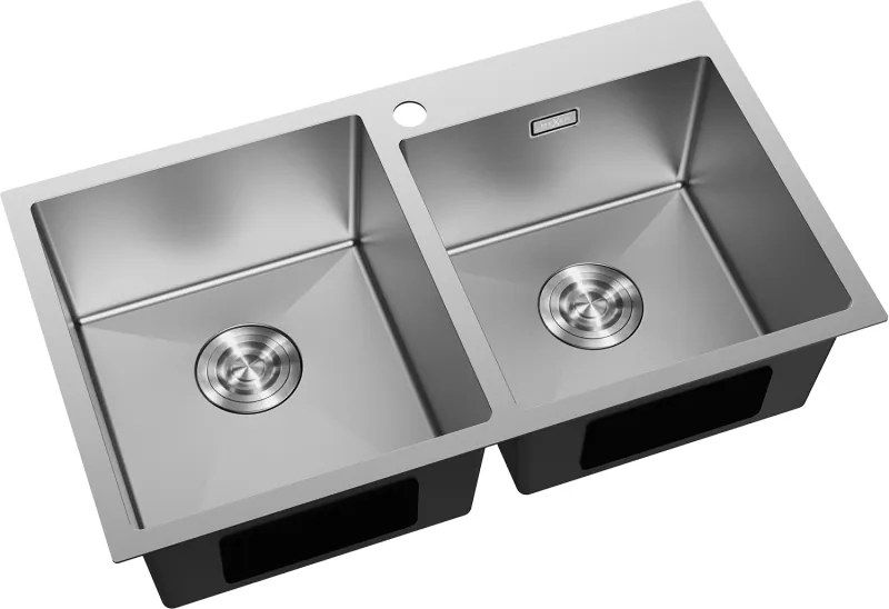 Mexen Xorin, 2-komorový nerezový dřez 780 x 450 mm, broušená ocel, 6441782000-01