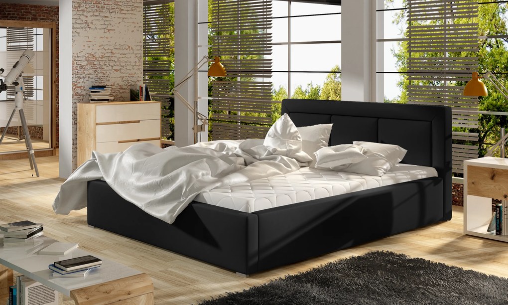 Čalouněná postel BELLA černá ekokůže 160x200cm