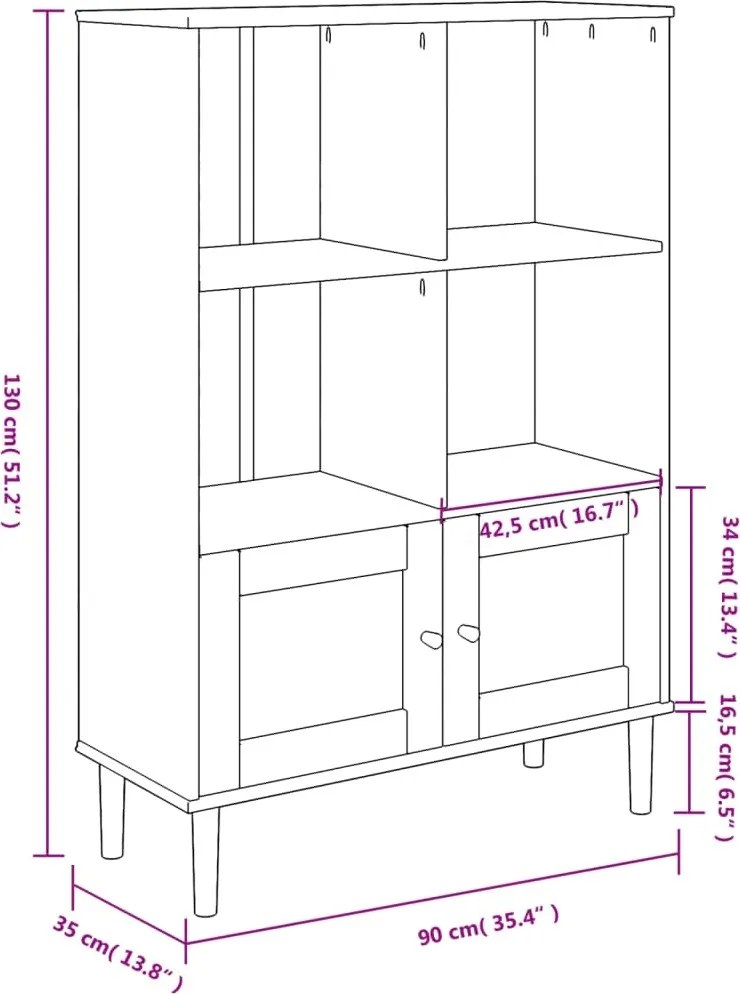 vidaXL Knihovna SENJA ratanový vzhled 90 x 35 x 130 cm borovice [358062] Barva: Hnědá