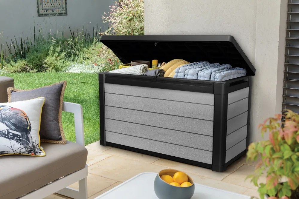 Zahradní úložný box KETER Denali Duotech Deck Box 380 L - 123 x 70,6 x 62 cm - šedý / hnědý
