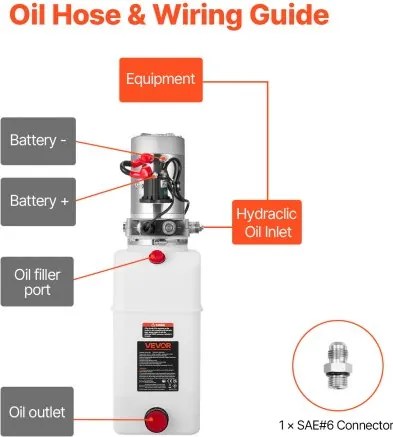 Hydraulický agregát 6 l, Maximální přetlak 22 MPa a průtok 3,4 l/min VEVOR – 6 litrů/1,18,927 l