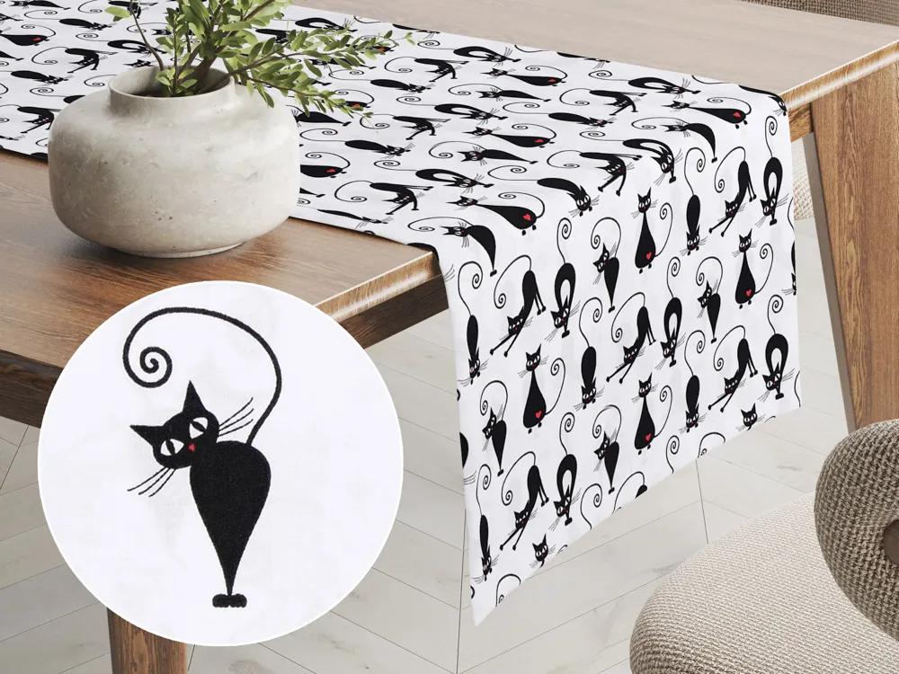 Biante Dětský bavlněný běhoun na stůl Sandra SA-019 Černé kočky 20x180 cm