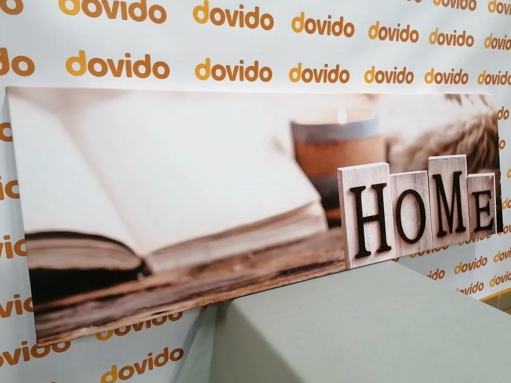 Obraz dřevěné písmenka s nápisem Home - 120x40 cm