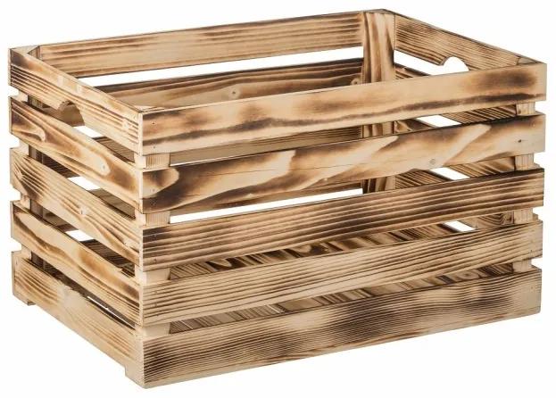 Dřevobox Opálená dřevěná bedýnka 52 x 33 x 32 cm