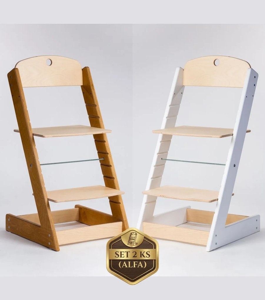 Lucas Wood Style - rostoucí židle ALFA III zvýhodněný set 2 ks - buk + bílá