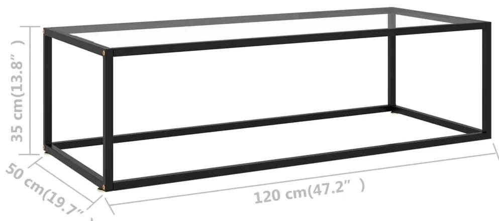 vidaXL Marketos Konferenční stolek černý s tvrzeným sklem 120 x 60 x 35 cm