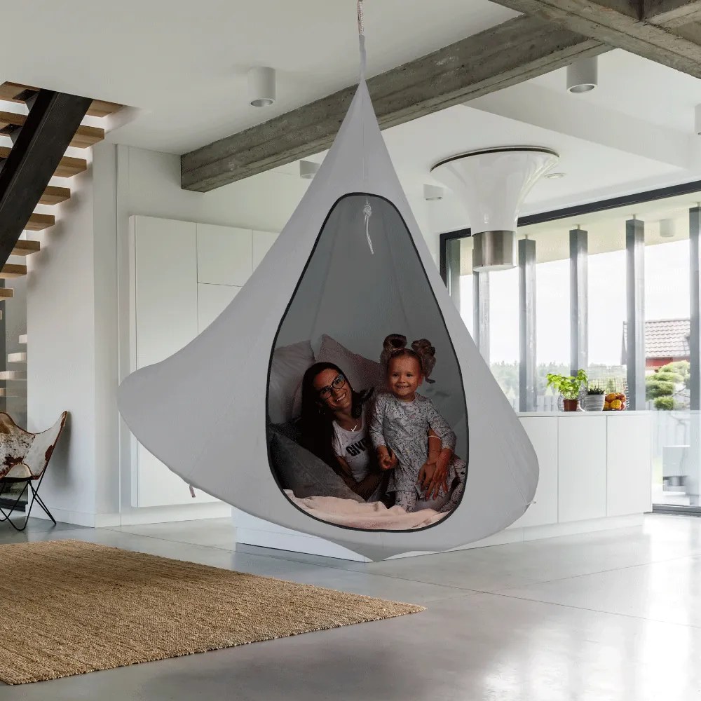Kondela Závěsné houpací křeslo, světle šedá, KLORIN NEW BIG SIZE CACOON HAMMOCK