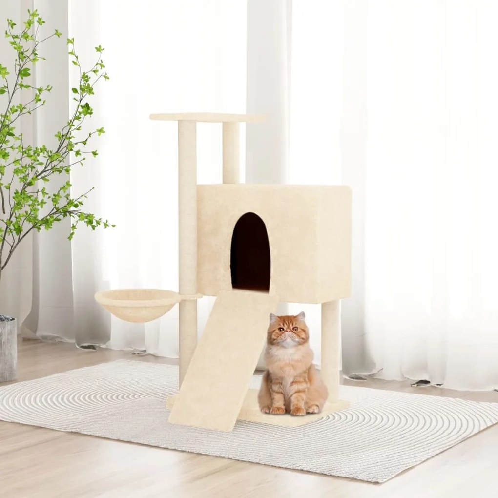 Škrabadlo pro kočky se sisalovými sloupky krémové 96 cm 171645