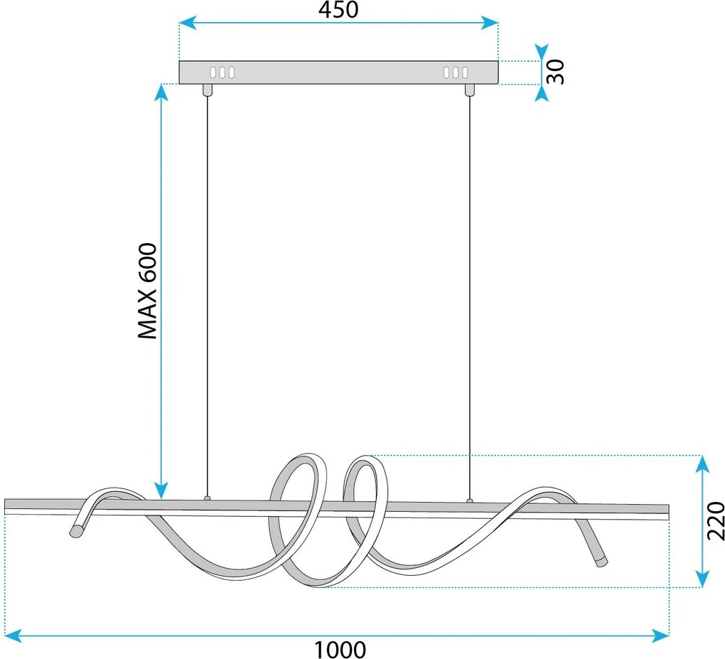 Toolight Toolight, LED závěsné svítidlo 100cm, 70W, 4500lm, G065-CP, zlatá, OSW-08698
