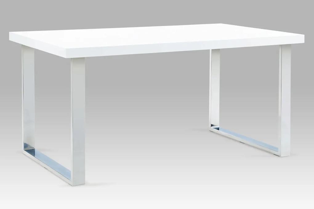 Jídelní stůl 150 x 90 cm v kombinaci bílý lesk a chrom A880 WT
