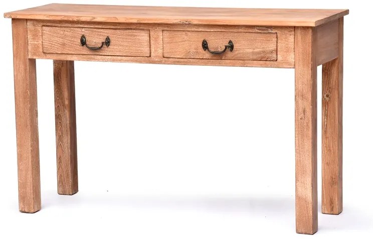 Sanu Babu Konzolový stolek z antik teakového dřeva, bílá patina, 122x40x78cm