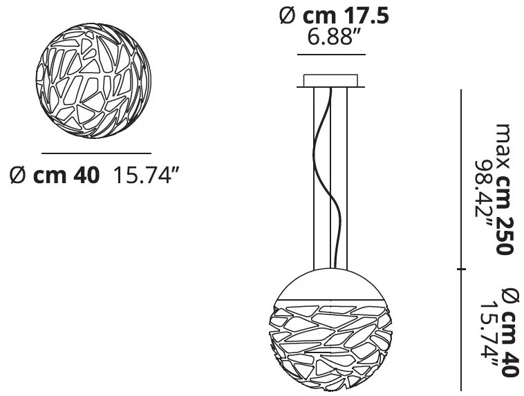 Lodes Kelly Small Sphere 40, závěsné svítidlo 3x23W LED, bronz, prům. 40cm
